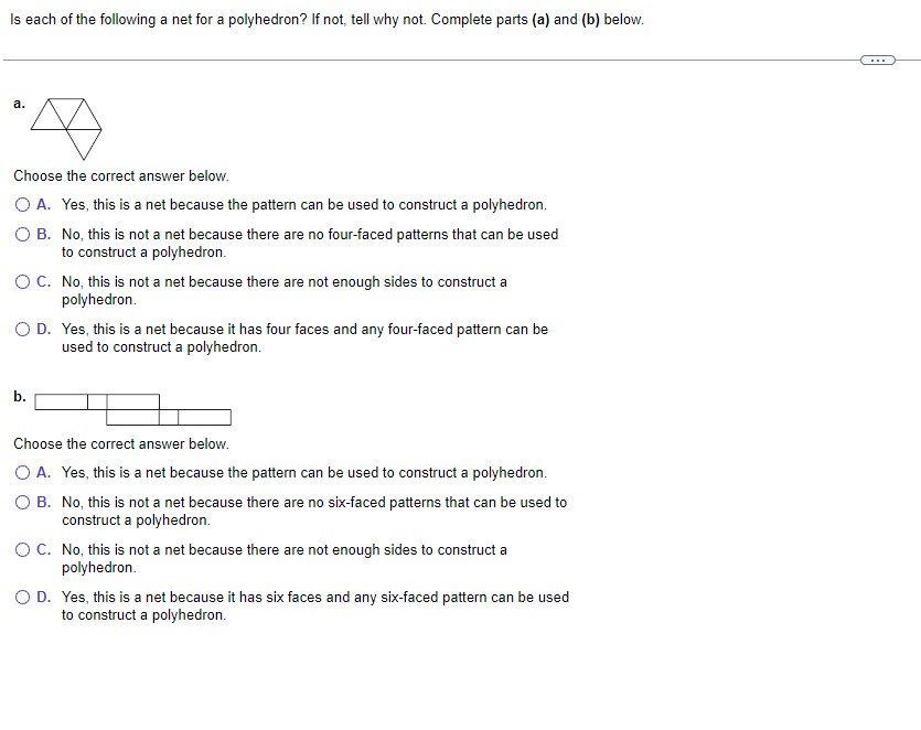 Solved Is each of the following a net for a polyhedron? If | Chegg.com
