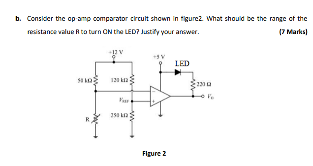 Solved b. Consider the op-amp comparator circuit shown in | Chegg.com