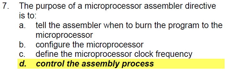 Solved 7 The Purpose Of A Microprocessor Assembler