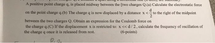 Solved A positive point charge q, is placed midway between | Chegg.com