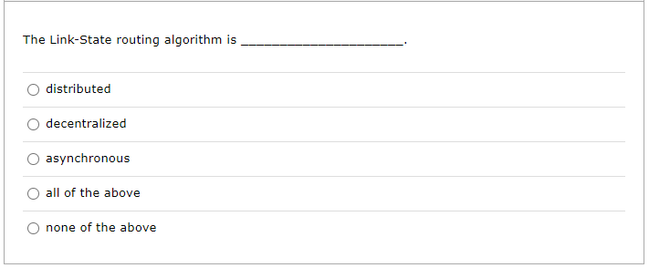 Solved The Link-State routing algorithm is distributed | Chegg.com