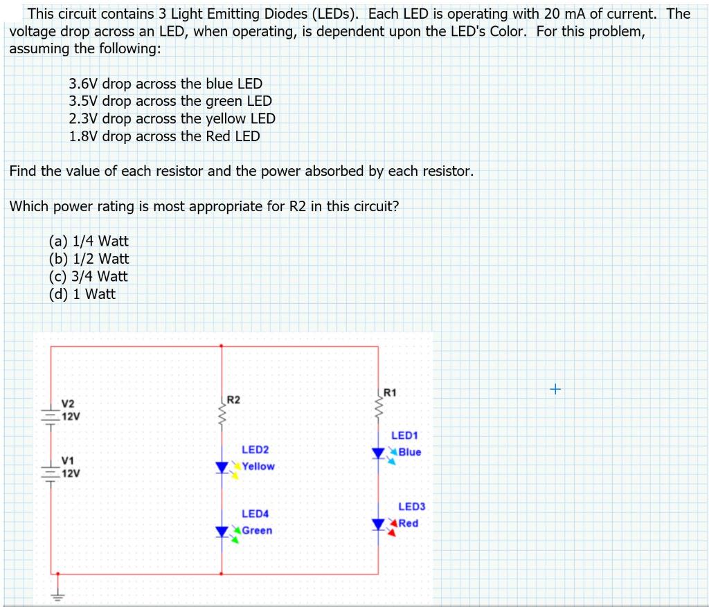 Solved This circuit contains 3 Light Emitting Diodes (LEDs). | Chegg.com