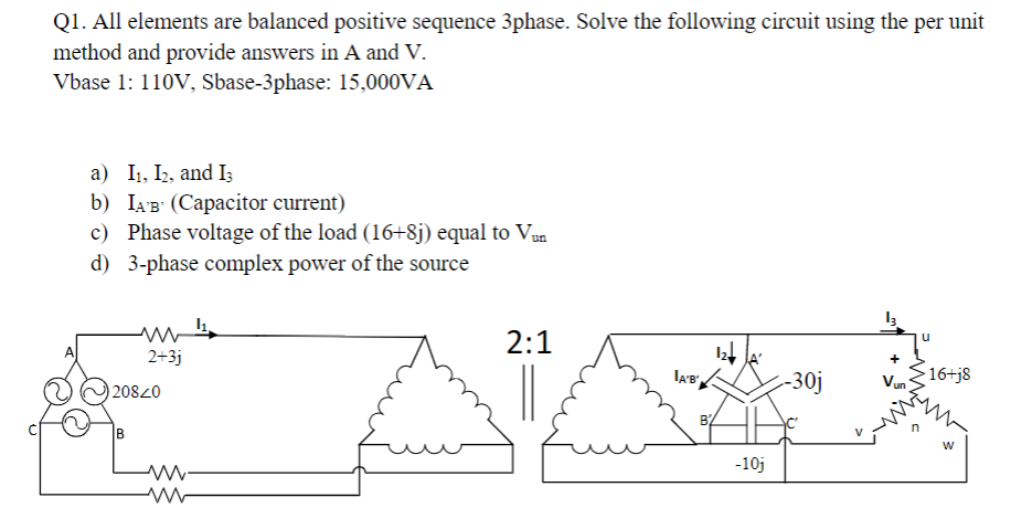 Solved Q1. All elements are balanced positive sequence 3 | Chegg.com