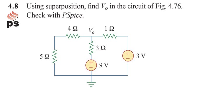 Solved 4.8 Using superposition, find Vo in the circuit of | Chegg.com