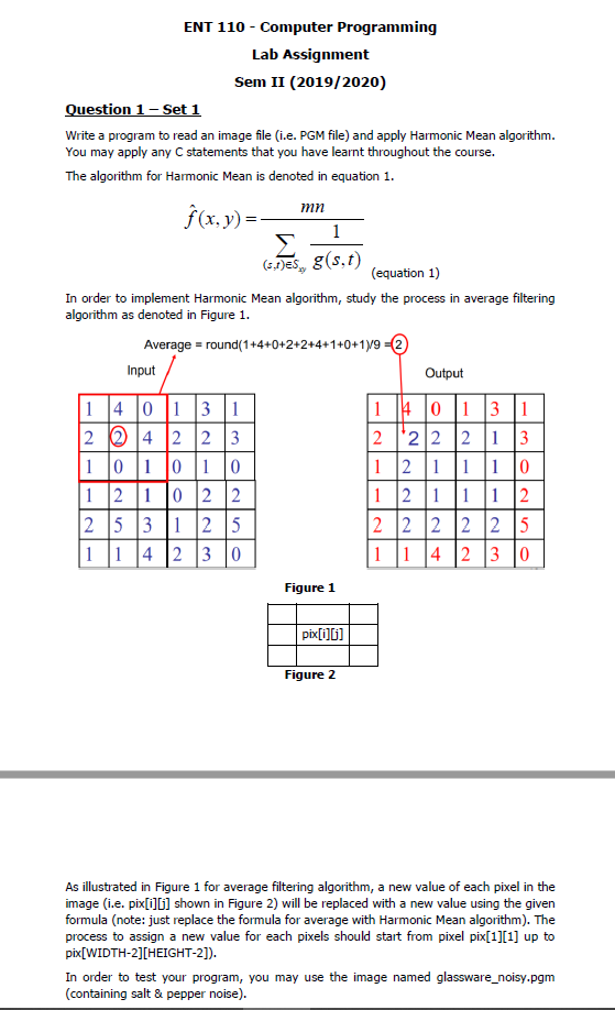 ENT 110 - Computer Programming Lab Assignment Sem II | Chegg.com