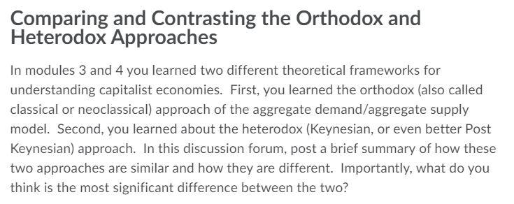 Solved Comparing and Contrasting the Orthodox and Heterodox | Chegg.com