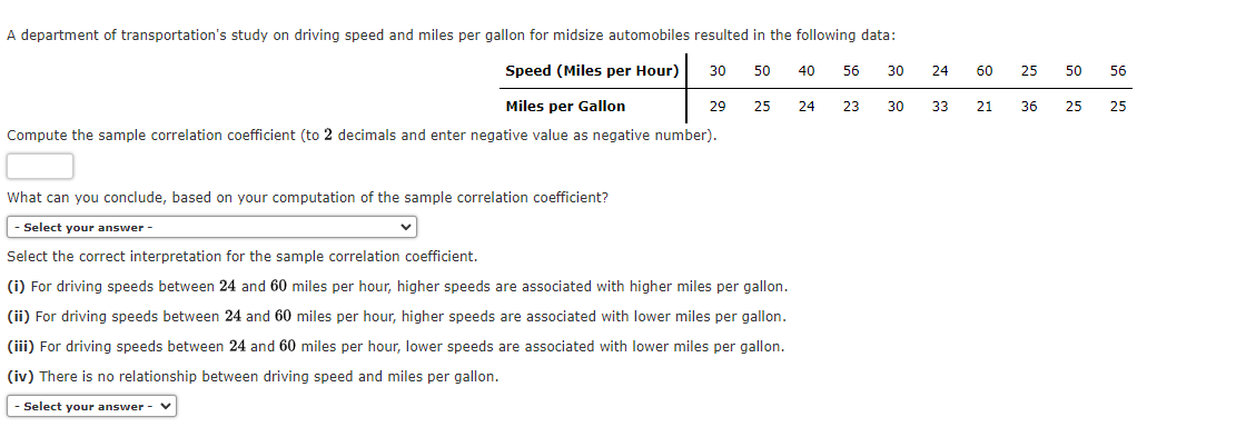 Solved A department of transportation's study on driving | Chegg.com