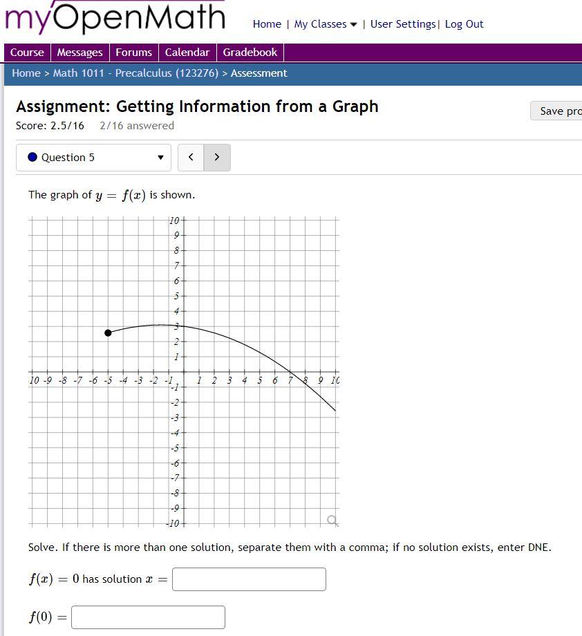 Solved myOpenMath Home My Classes | User Settings | Log Out | Chegg.com