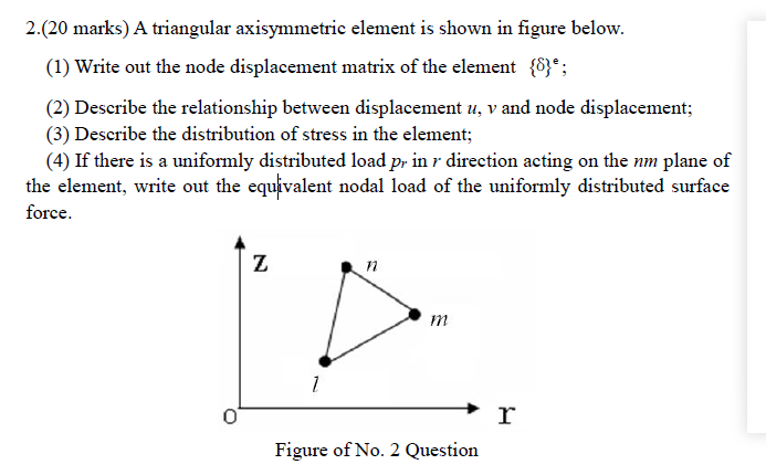 Solved 2.(20 marks) A triangular axisymmetric element is | Chegg.com