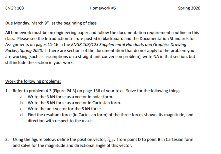 Solved ENGR 103 Homework #5 Spring 2020 Due Monday, March | Chegg.com