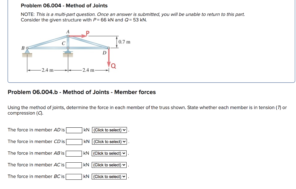 Solved Problem 06.004 - Method of Joints NOTE: This is a | Chegg.com