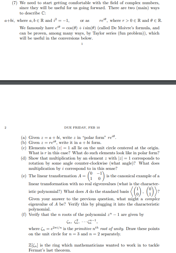 Solved (7) We need to start getting comfortable with the | Chegg.com