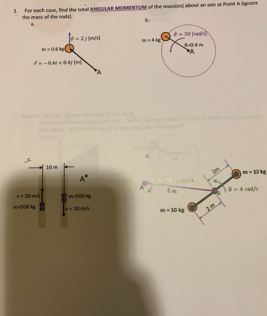 Solved For each case, find the total ANGULAR MOMENTUM of the | Chegg.com