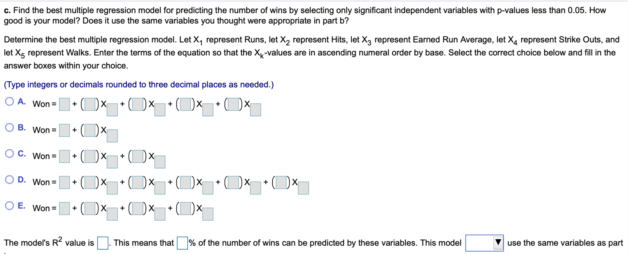 Solved The accompanying Major League Baseball data provide | Chegg.com