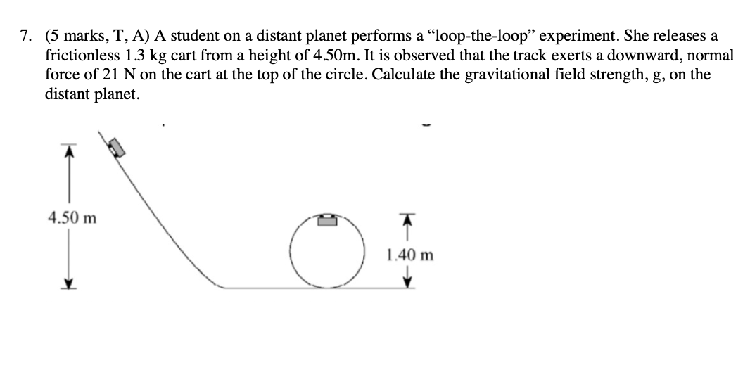 Solved (5 marks, T, A) A student on a distant planet | Chegg.com