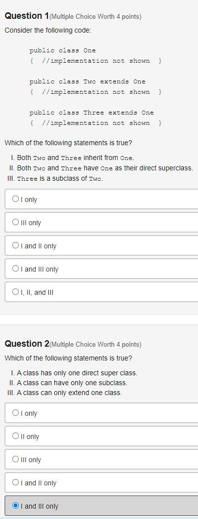 Solved Question 1 (Multiple Choice Worth 4 points) Consider | Chegg.com