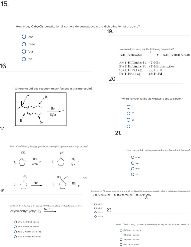 Solved 15 How many C3H6Cl2 constitutional isomers do you | Chegg.com