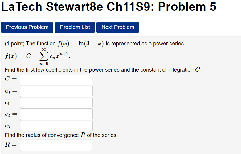 Solved La Tech Stewart8e Ch1159: Problem 5 Previous Problem | Chegg.com