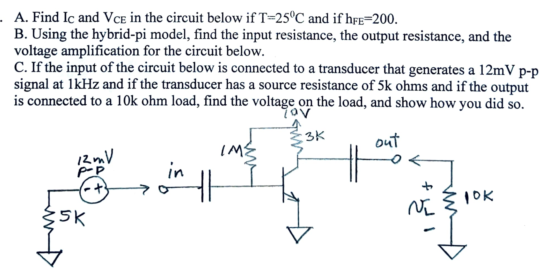 Solved A. Find IC and VCE in the circuit below if T=25∘C and | Chegg.com