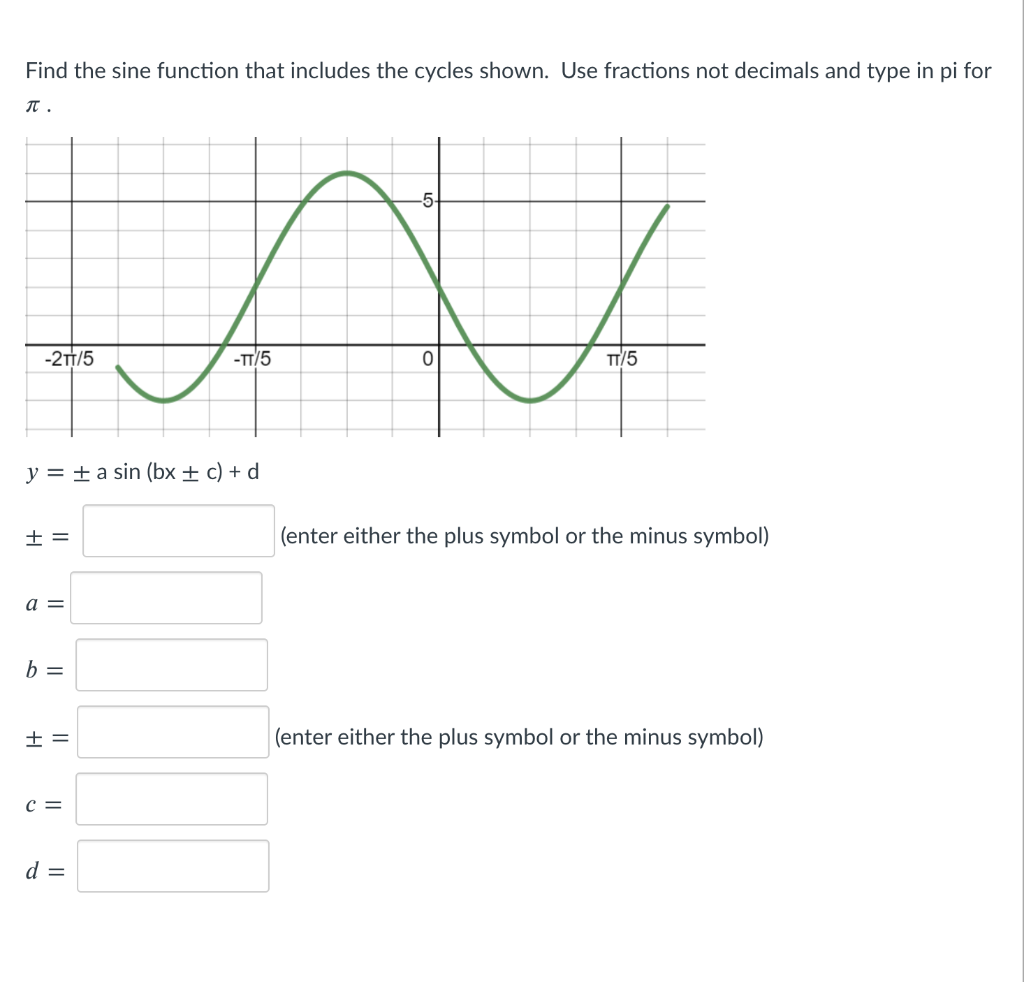 Solved Find the sine function that includes the cycles | Chegg.com