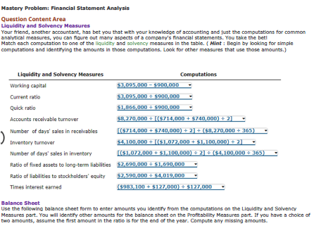Solved Mastery Problem: Financial Statement Analysis | Chegg.com