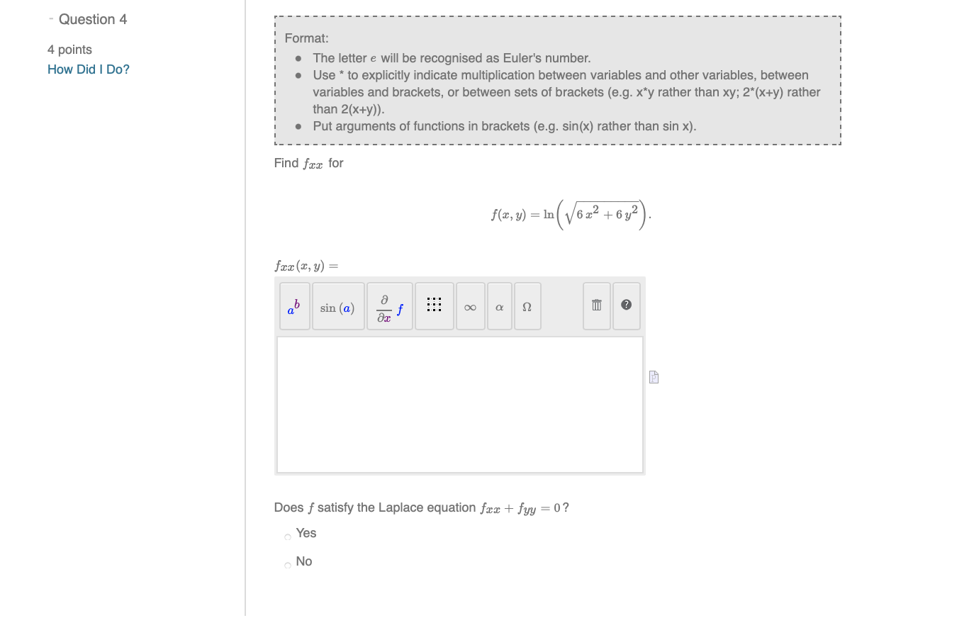 Solved Question 4 4 points How Did I Do? Format: • The | Chegg.com