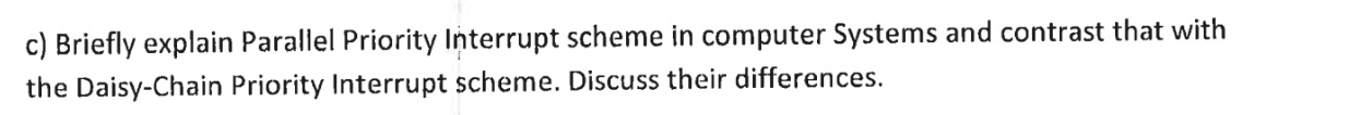Solved c) Briefly explain Parallel Priority Interrupt scheme | Chegg.com