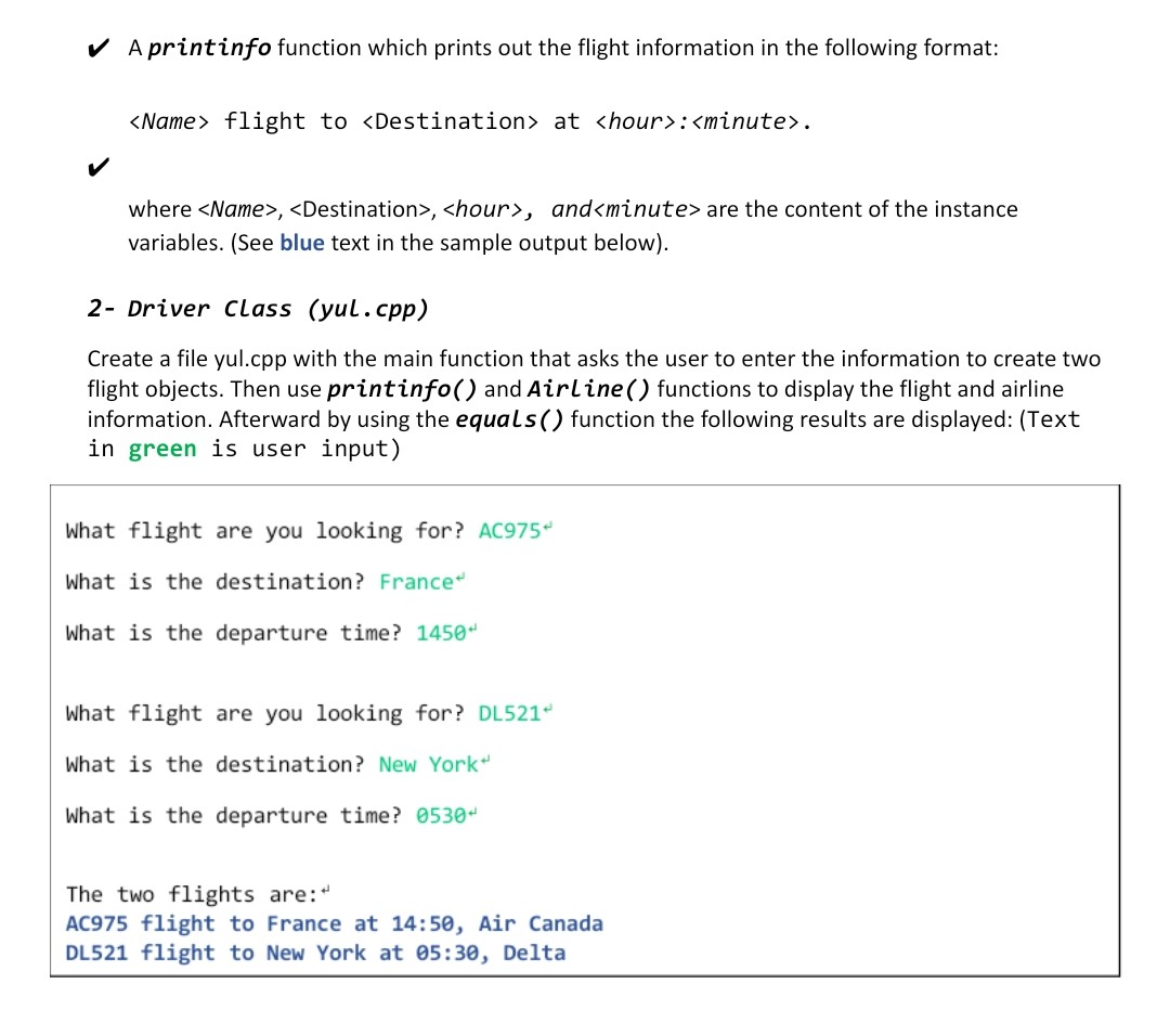 Solved What do I do? 1- Put the class definition in Flight.h | Chegg.com