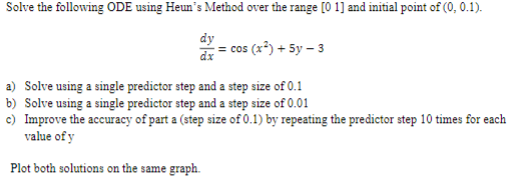 Solve the following ODE using Heun's Method over the | Chegg.com