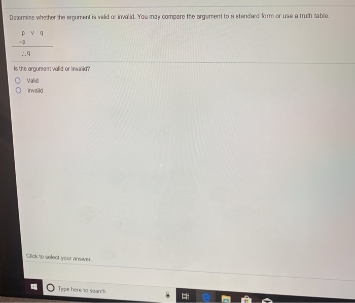Solved Determine whether the argument is valid or invalid. | Chegg.com
