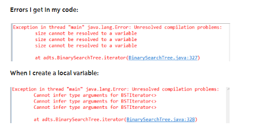 Solved Help with my code please:Error in Iterator method | Chegg.com Solved Help with my code please:Error in Iterator method | Chegg.com