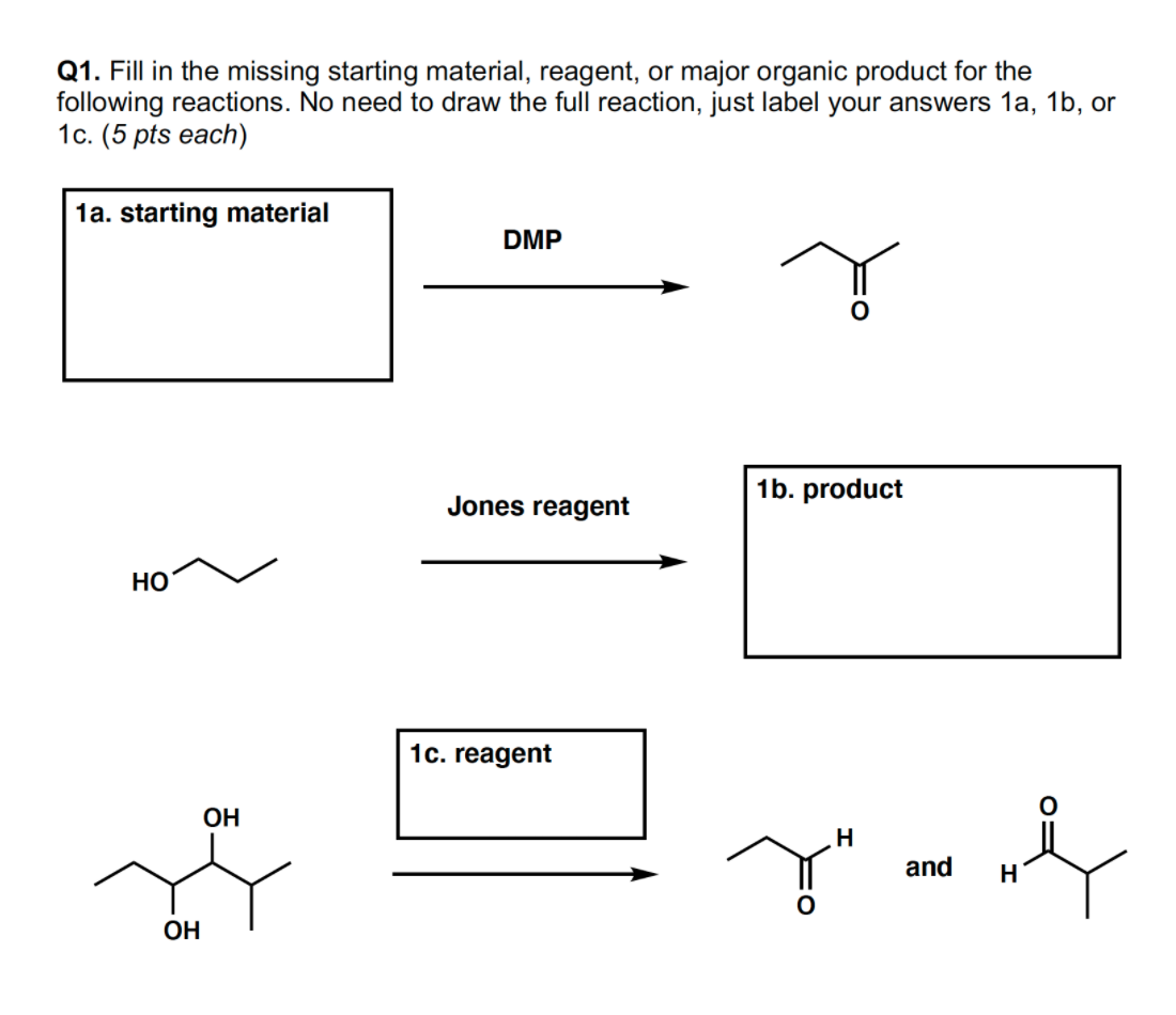 Solved Q1. Fill in the missing starting material, reagent, | Chegg.com
