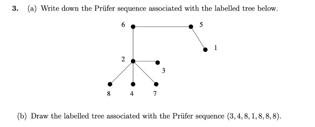 Solved 3. (a) Write down the Prüfer sequence associated with | Chegg.com