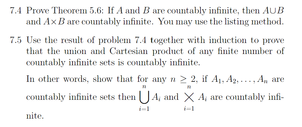 Solved 7.4 Prove Theorem 5.6: If A and B are countably | Chegg.com