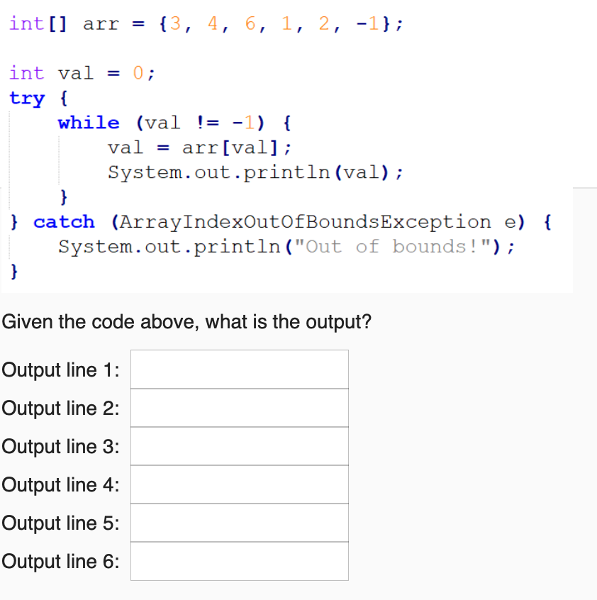 Solved Int Arr 3 4 6 1 2 1 Int Val 0 Try 