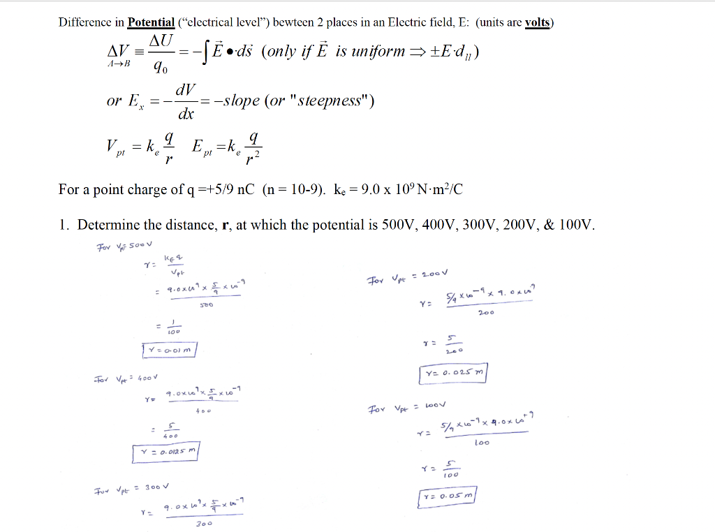 Solved A→bΔv≡q0Δu −∫e∙⋅ds Only If E Is Uniform ⇒±e⋅dll Or