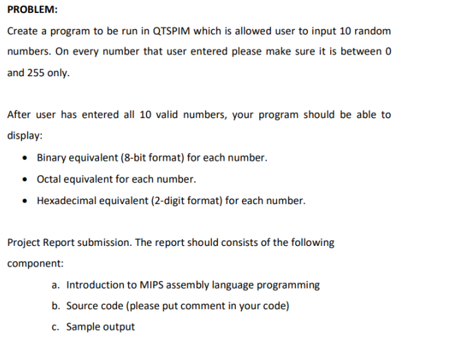 Solved PROBLEM: Create a program to be run in QTSPIM which | Chegg.com