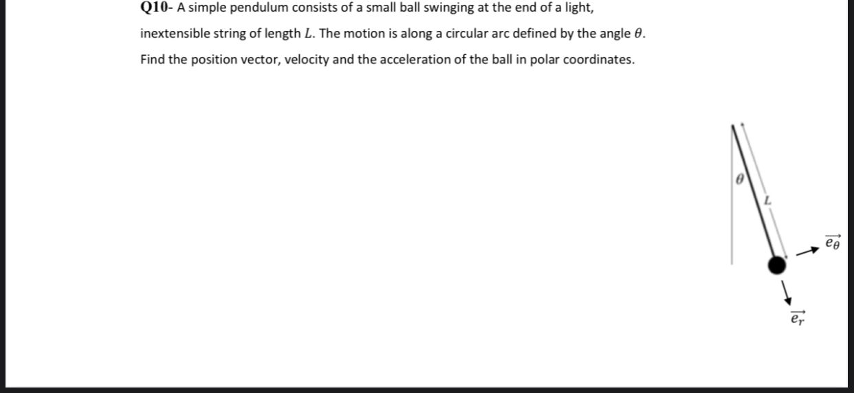 Solved Q10- A simple pendulum consists of a small ball | Chegg.com