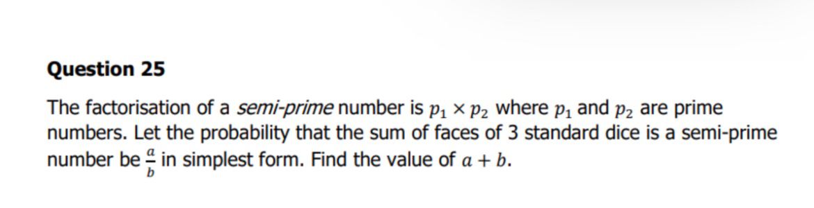 Solved Question 25The factorisation of a semi-prime number | Chegg.com