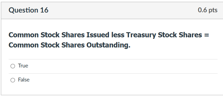 Solved Common Stock Shares Issued less Treasury Stock Shares | Chegg.com