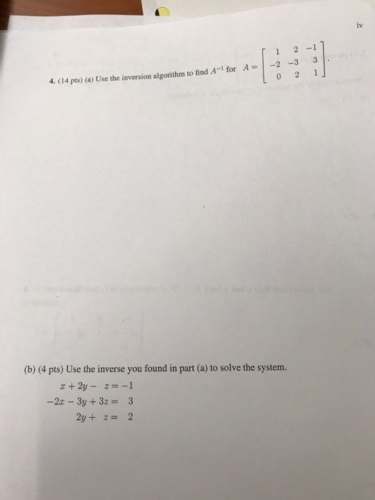 Solved iv 1 2-1 4. (14 pts) (a) Use the inversion algorithm | Chegg.com