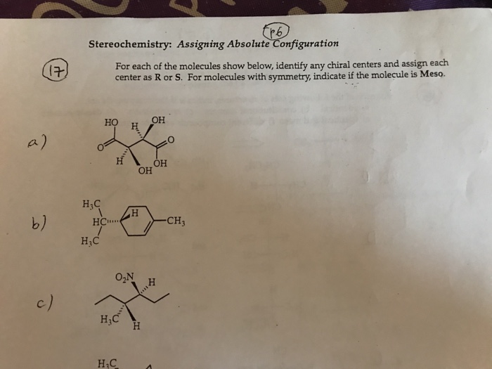 Solved Stereochemistry: Assigning Absolute Configuration For | Chegg.com