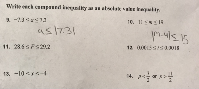 Solved Write each compound inequality as an absolute value | Chegg.com