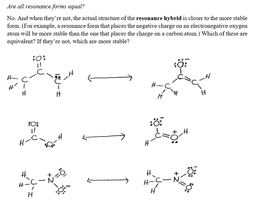 Solved Are all resonance forms equal? No. And when they're | Chegg.com