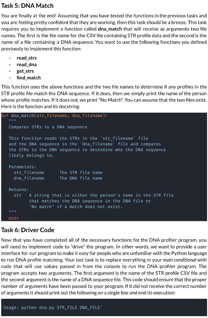 Solved PROJECT 3 DNA PROFILER Please Help with this | Chegg.com