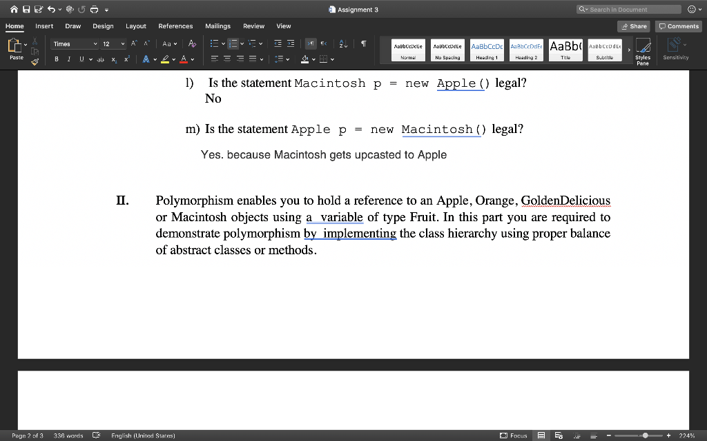Solved Assignment 3 Home Insert Draw Design Layout | Chegg.com