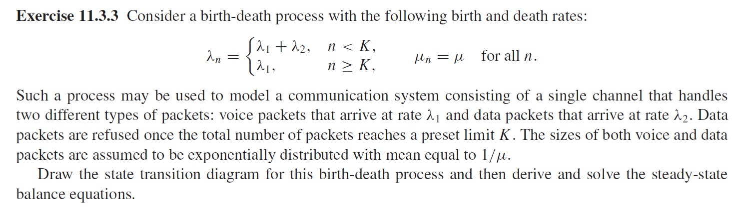 Exercise 11.3.3 Consider a birth-death process with | Chegg.com