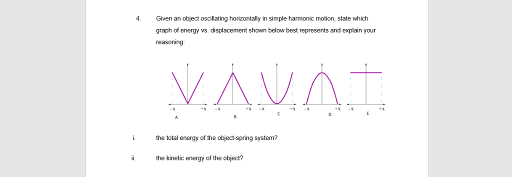 Solved 4 Given an object oscillating horizontally in simple | Chegg.com