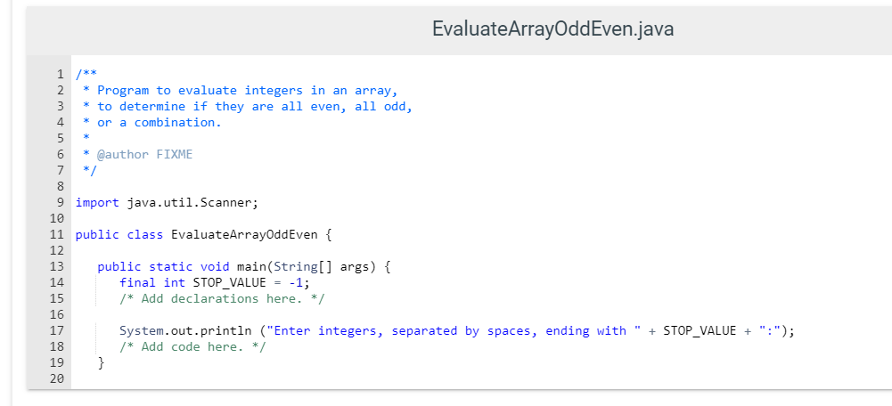 Solved Start with the supplied code template, editing the | Chegg.com
