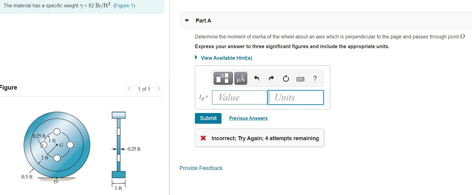 Solved The material has a specific weight y = 82 lb/ft?. | Chegg.com